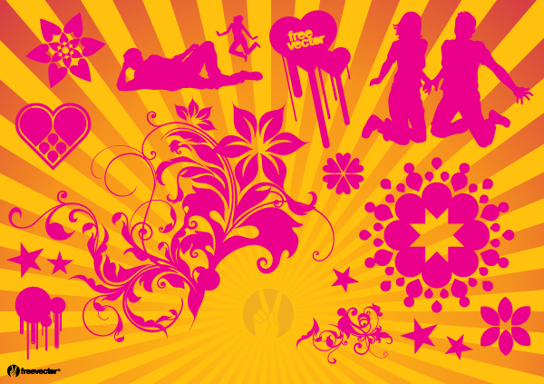 Pink Love Stamps Vector Graphics