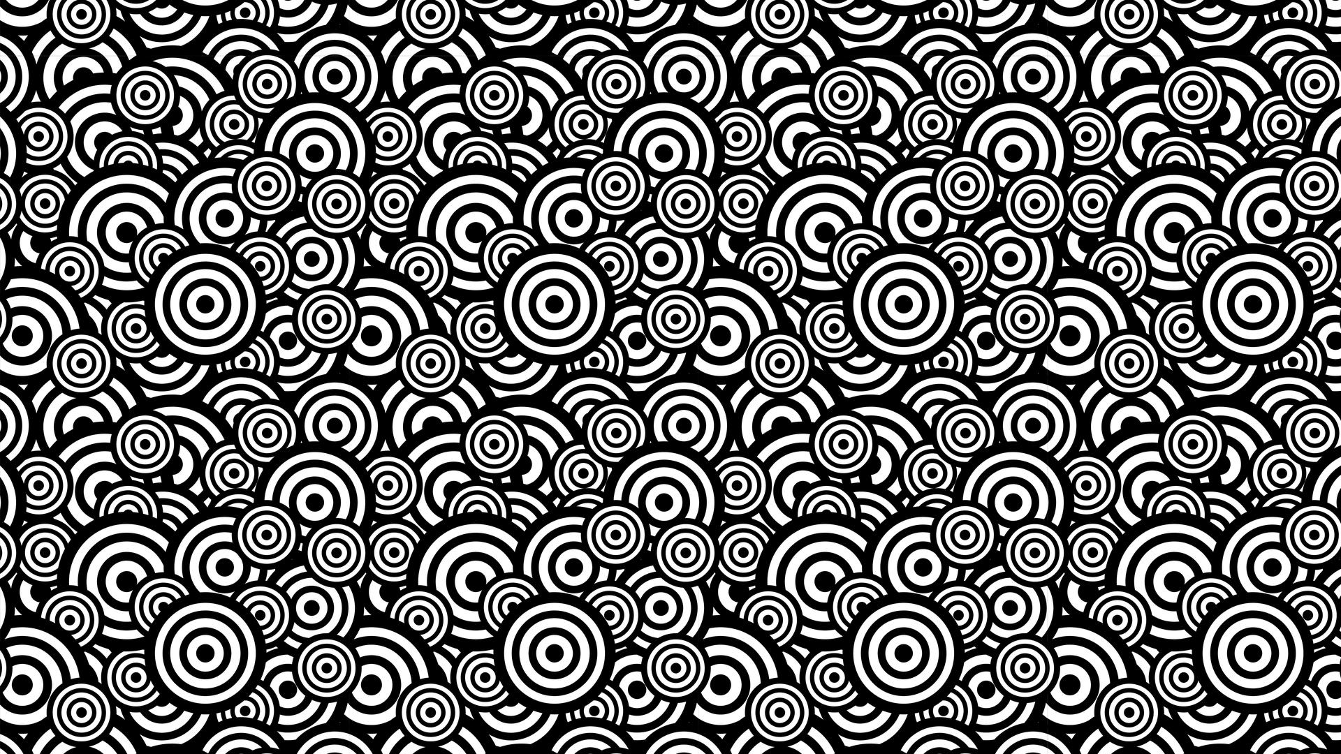 Black and White Seamless Overlapping Concentric Circles Pattern Background