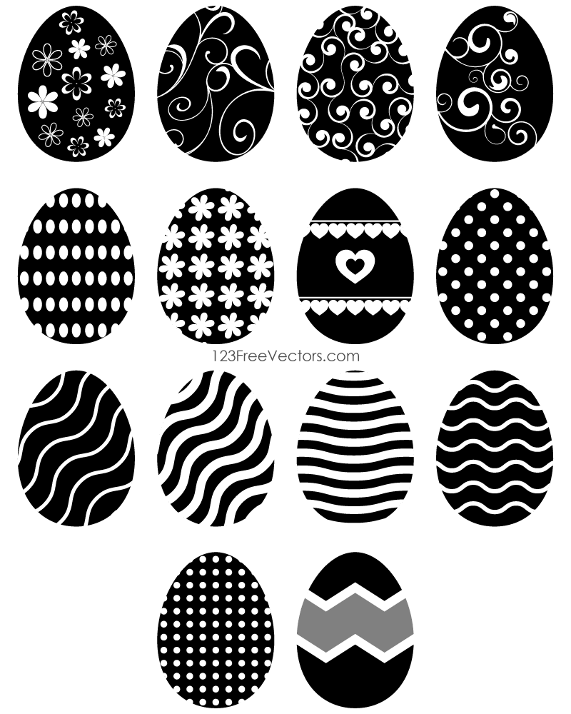 Black and White Easter Egg Clipart