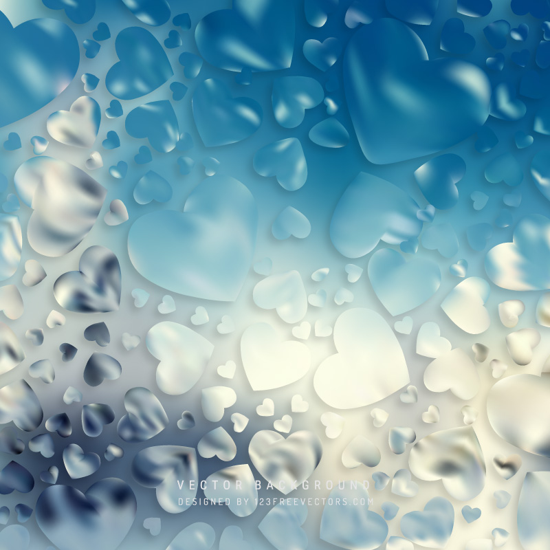 Abstract Romantic Blue Gray Hearts Background