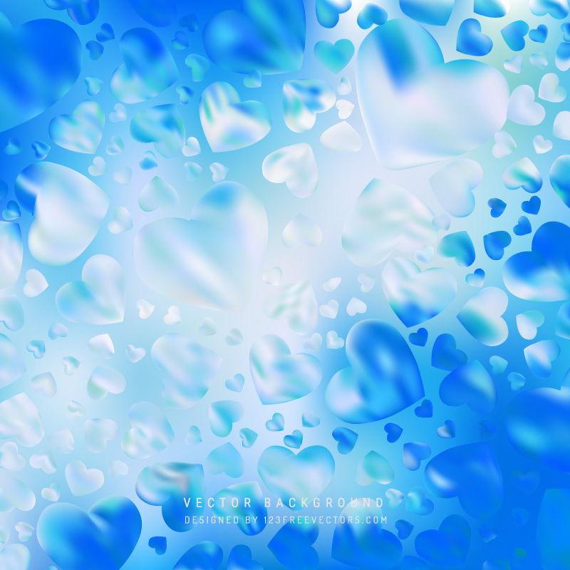 Abstract Romantic Blue Green Hearts Background