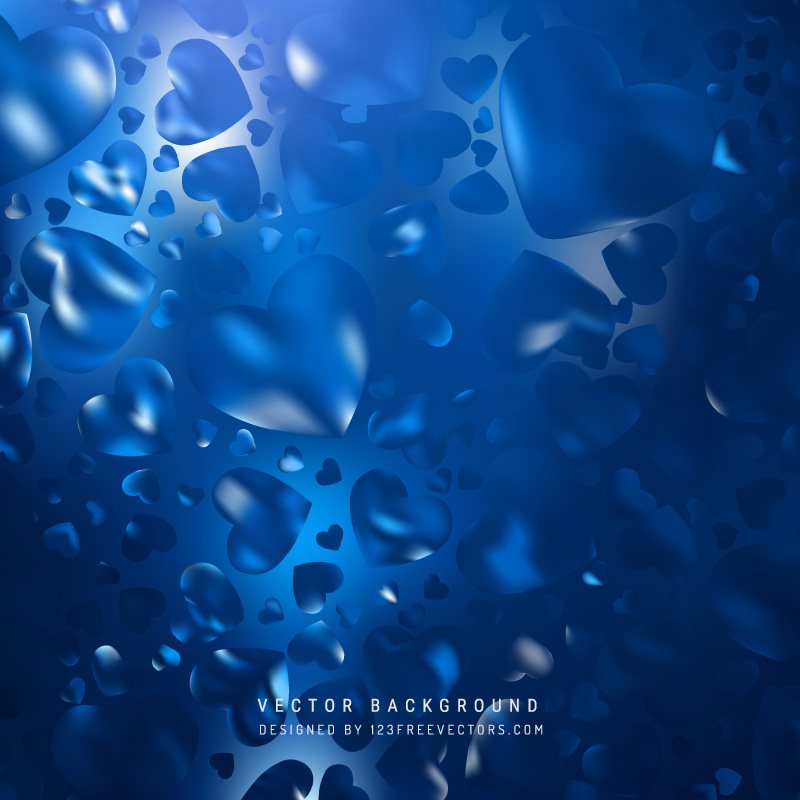 Abstract Romantic Blue Hearts Background