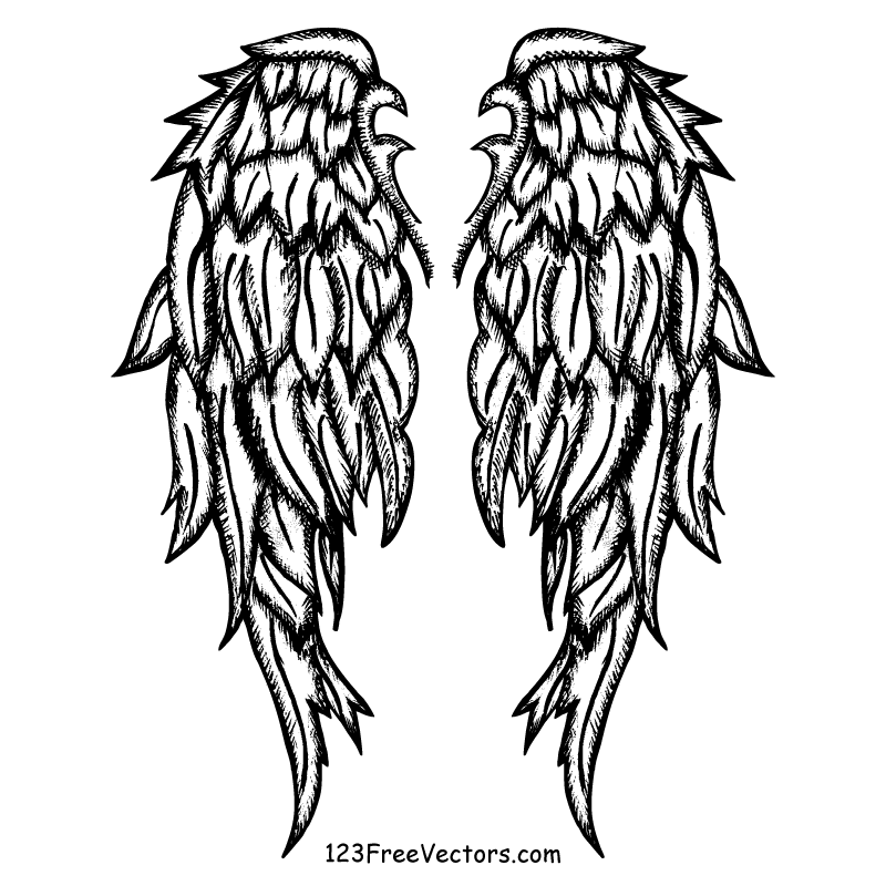 Free Hand Drawn Angel Wings Vector