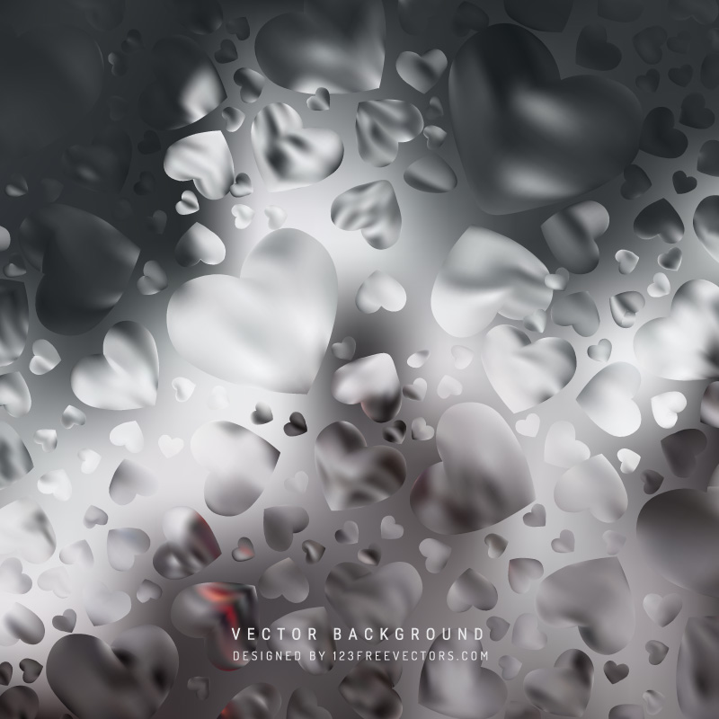 Abstract Valentines Day Black and Gray Heart Background
