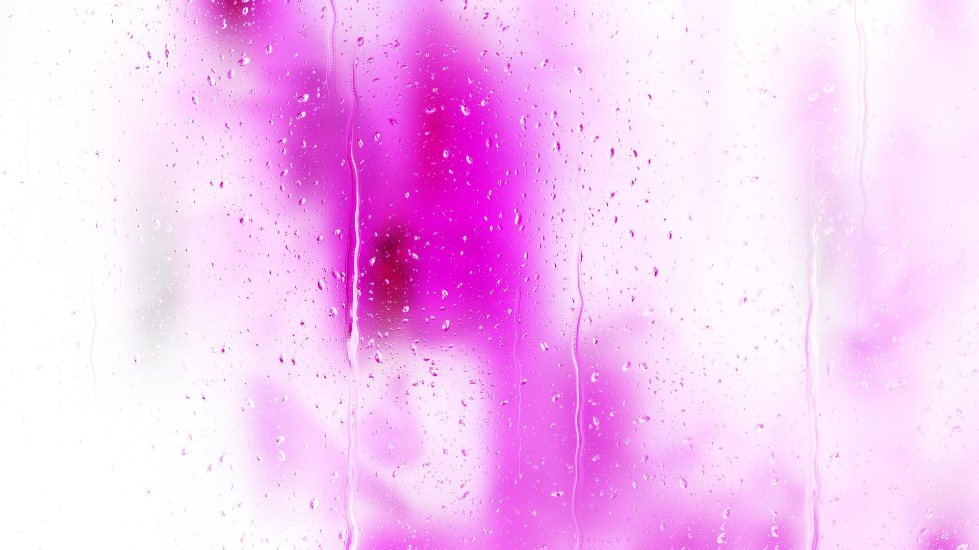 Golden Window with Raindrops