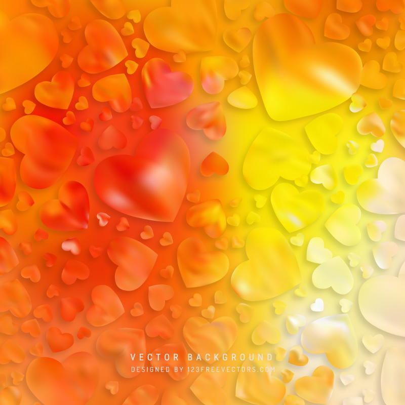 Abstract Romantic Orange Hearts Background