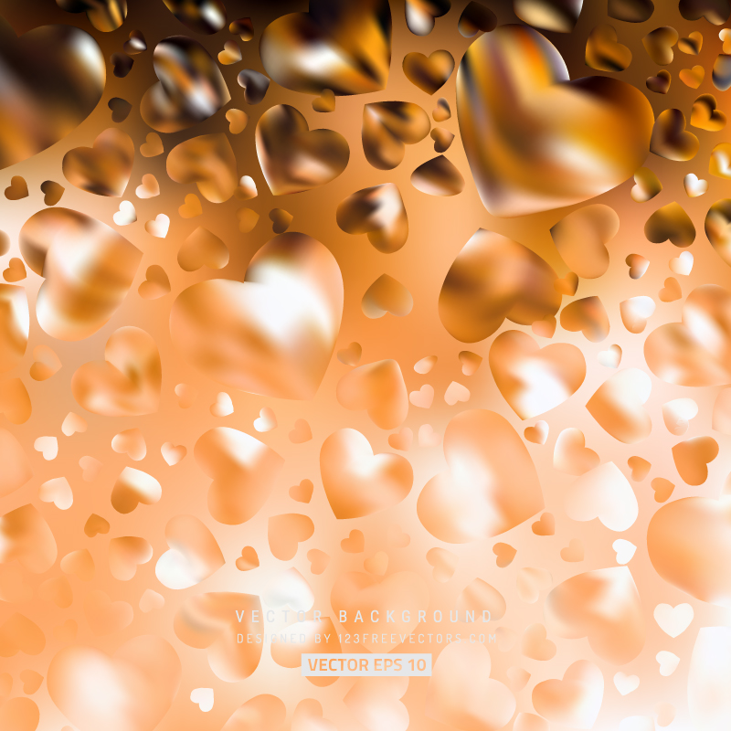 Abstract Romantic Orange Hearts Background