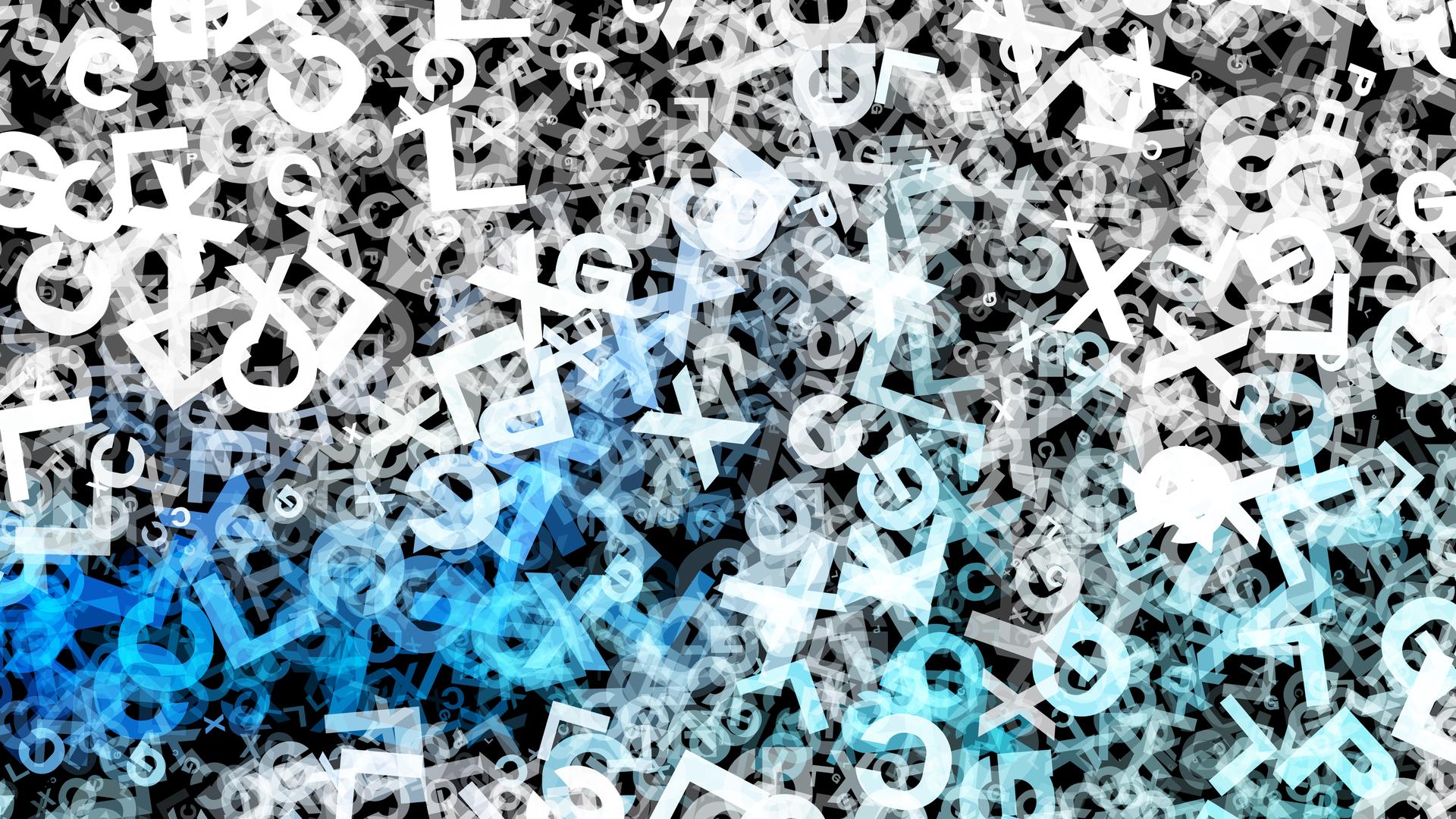 Blue Black and White Alphabet Letters Texture Background