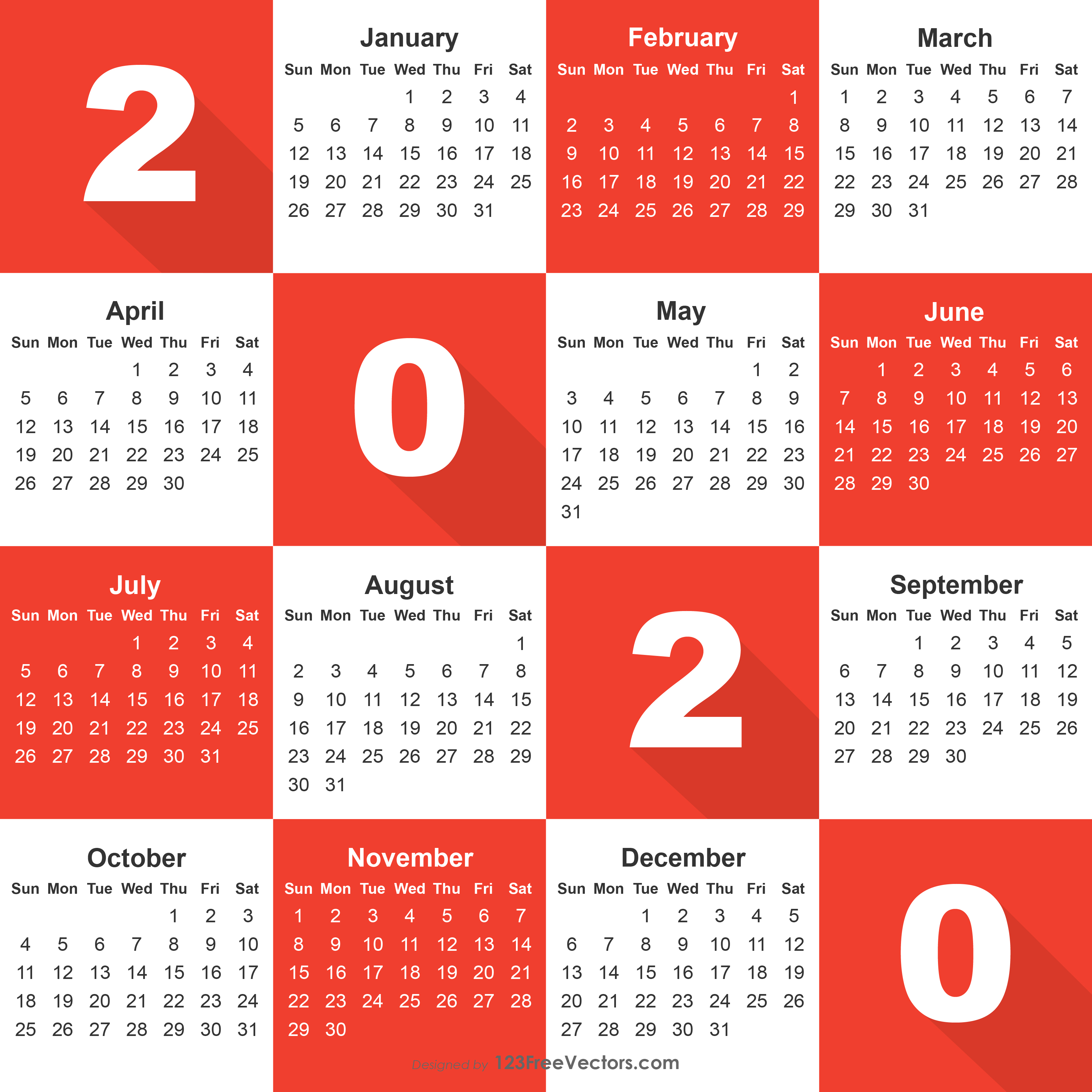Free 2020 Calendar Ai File