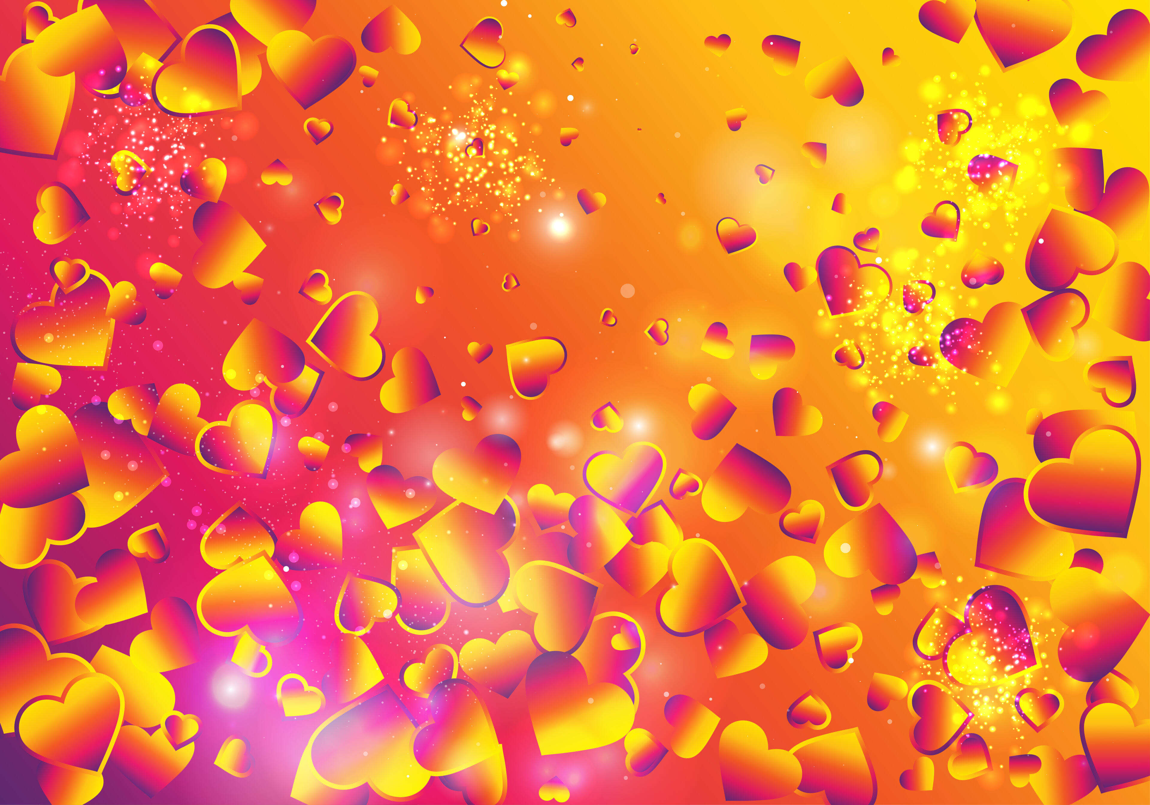 Free Purple and Orange Heart Background Vector Graphic
