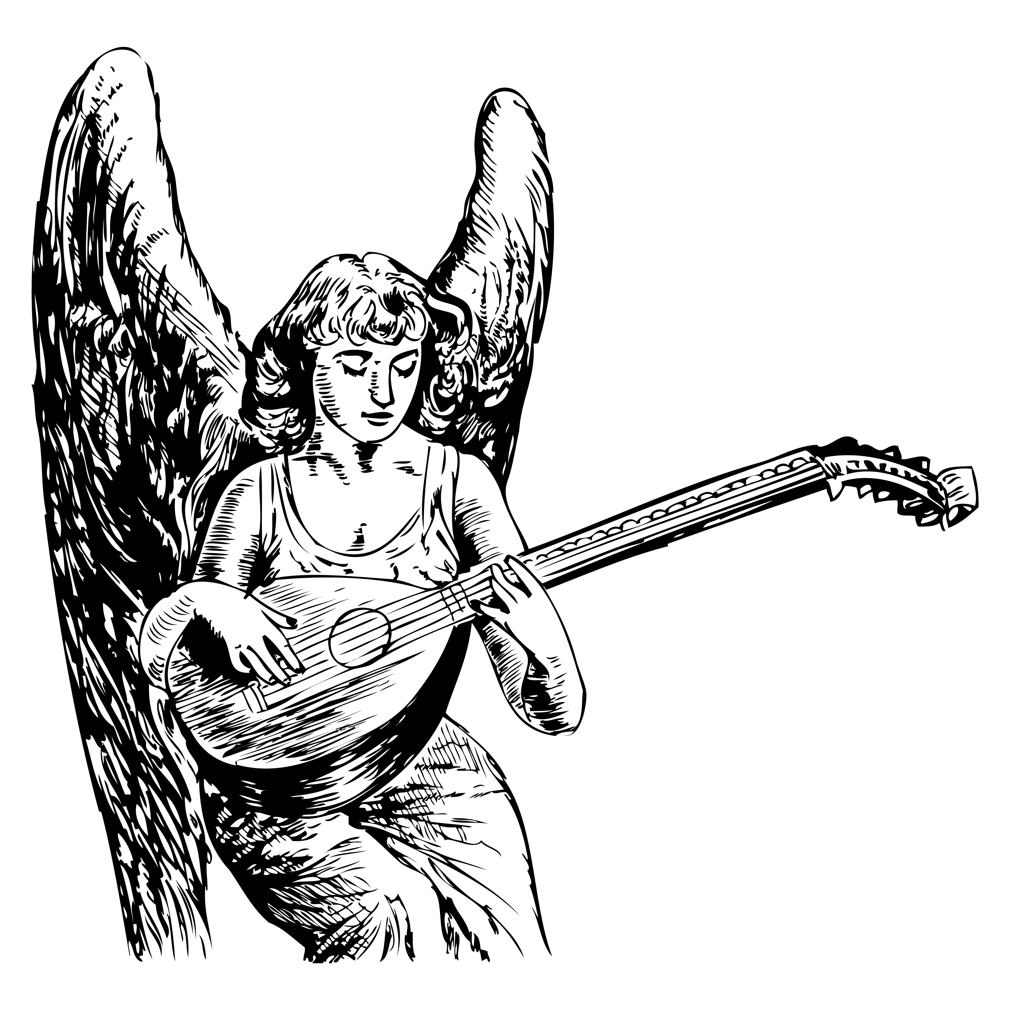 Free Download Angel Playing Lute Illustration