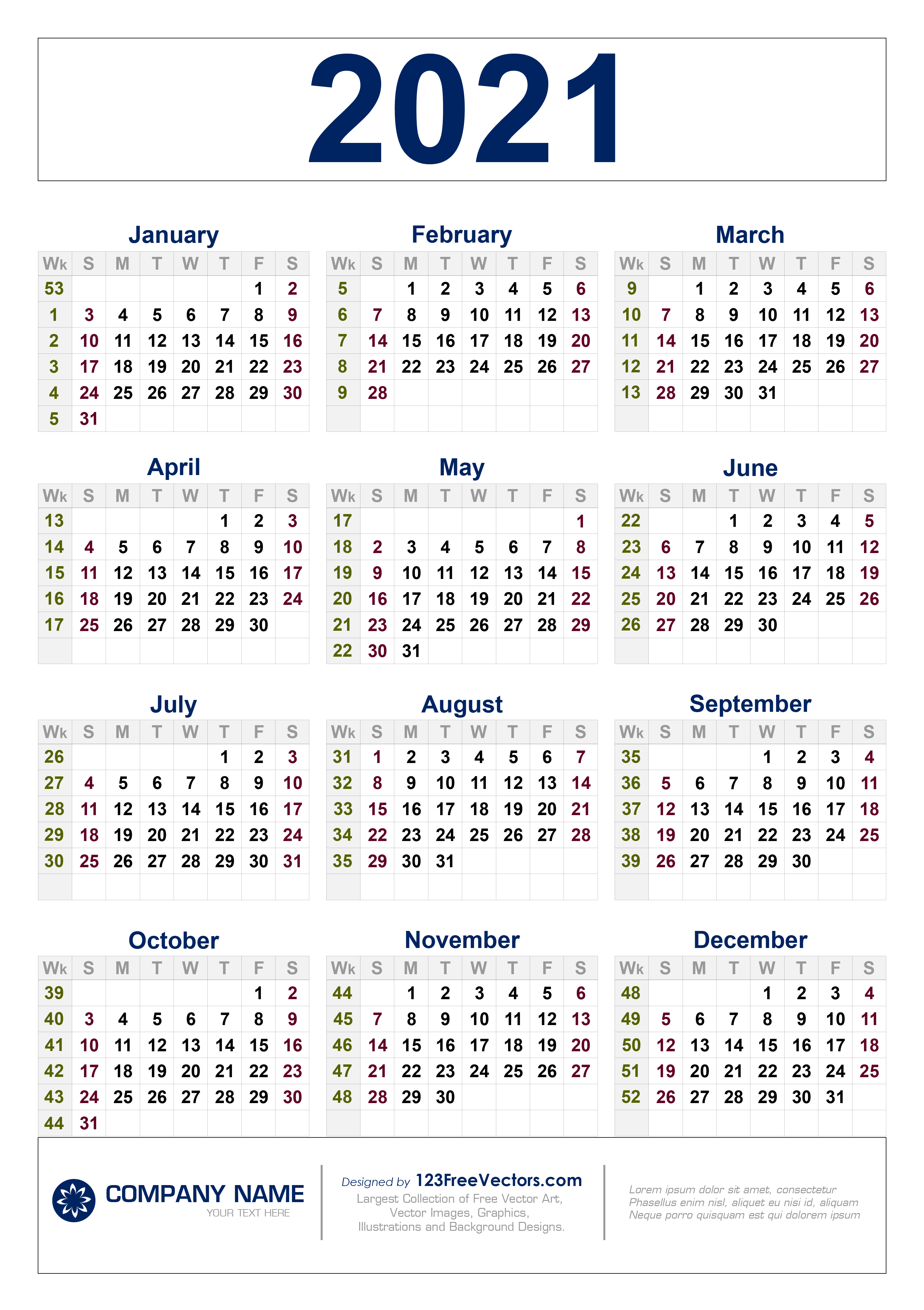 Calendar 2021 With Week Numbers Pdf Calendar Printables Free Templates 