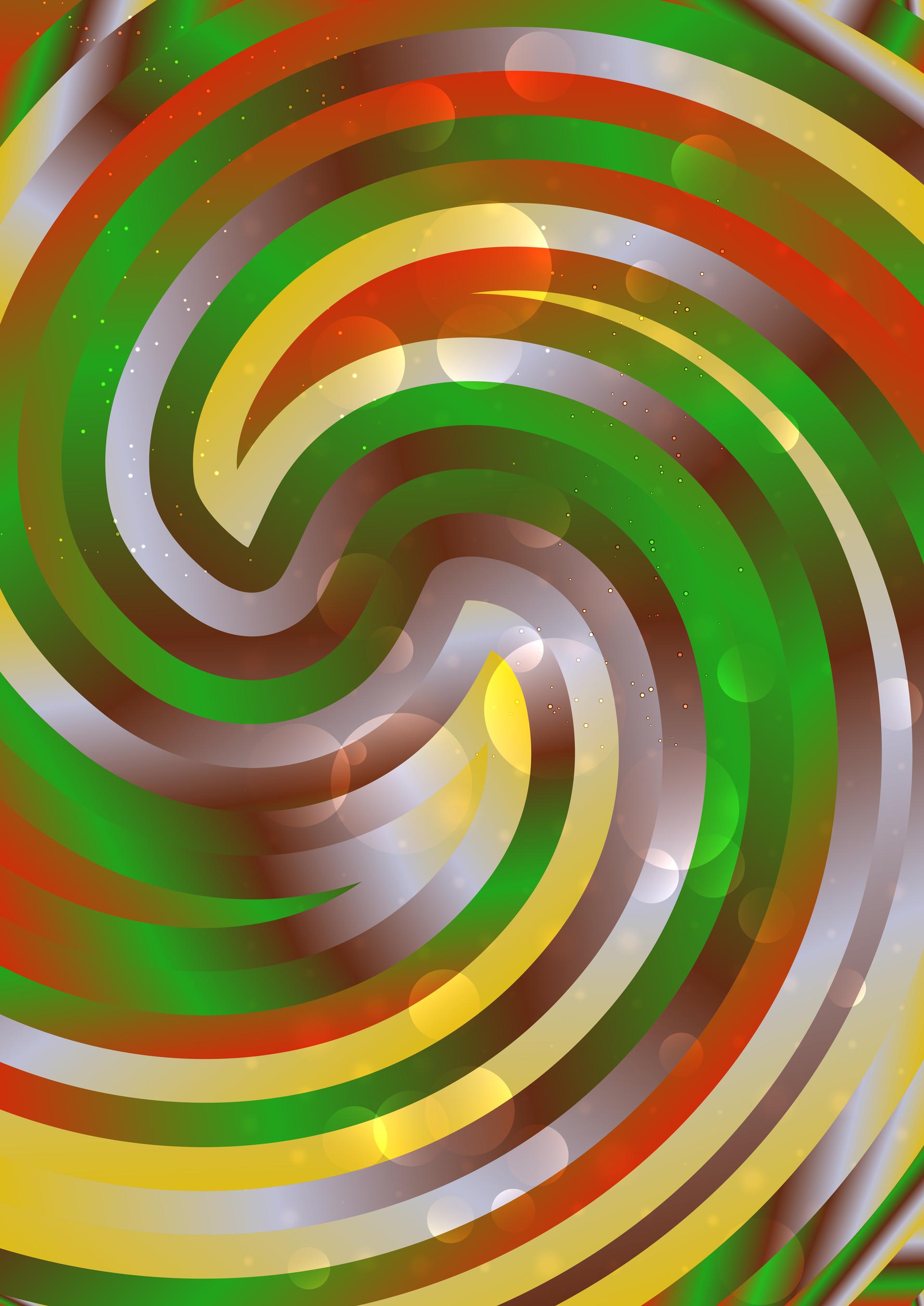 Abstract Red Yellow and Green Twirling Background Illustration