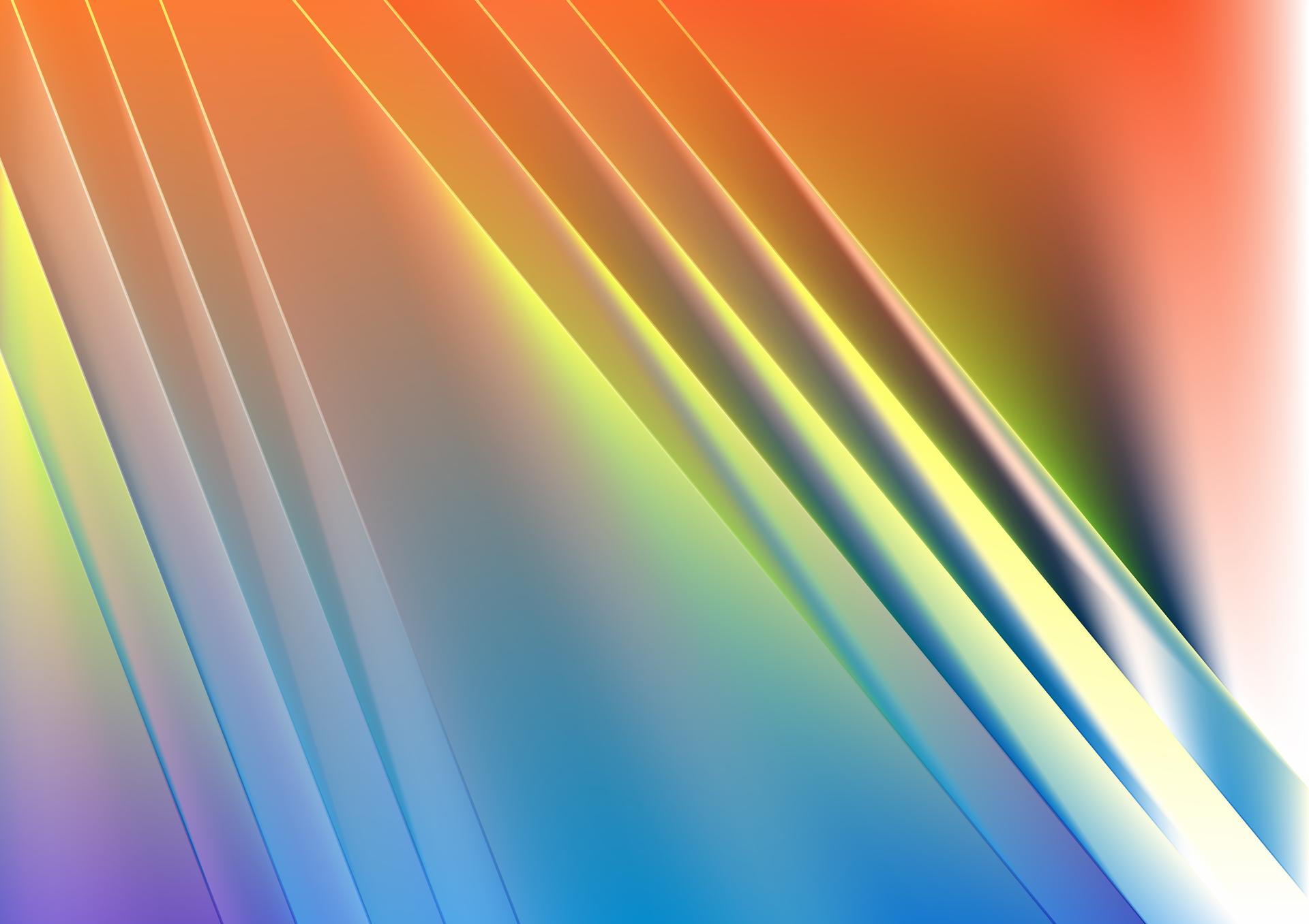 Abstract Blue Yellow and Orange Shiny Straight Lines Background