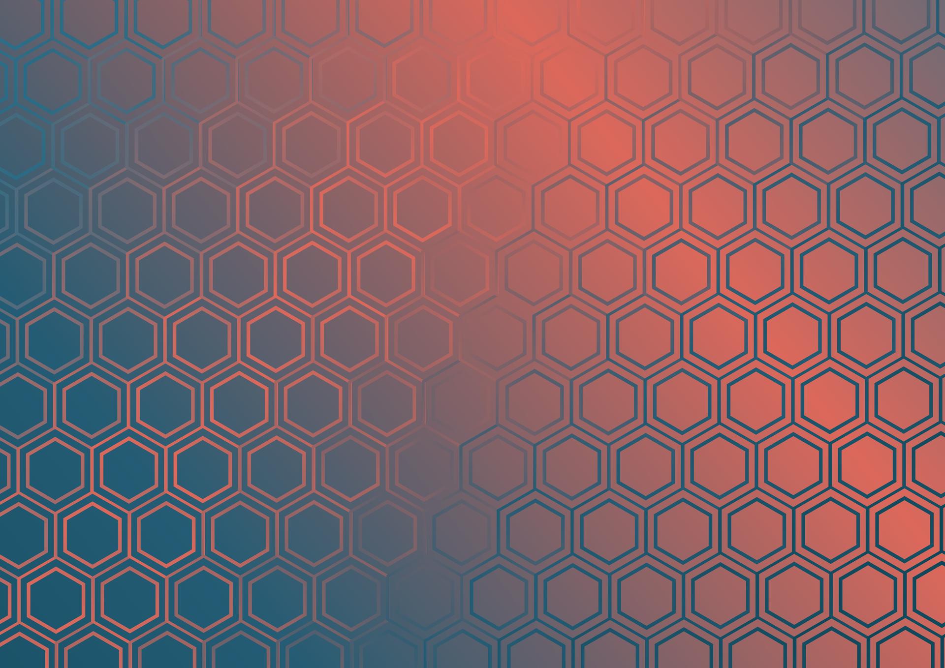 Red and Blue Gradient Geometric Hexagon Pattern Background