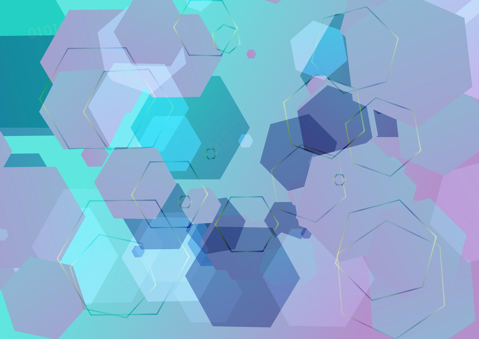 Blue and Purple Random Hexagon Shape Background