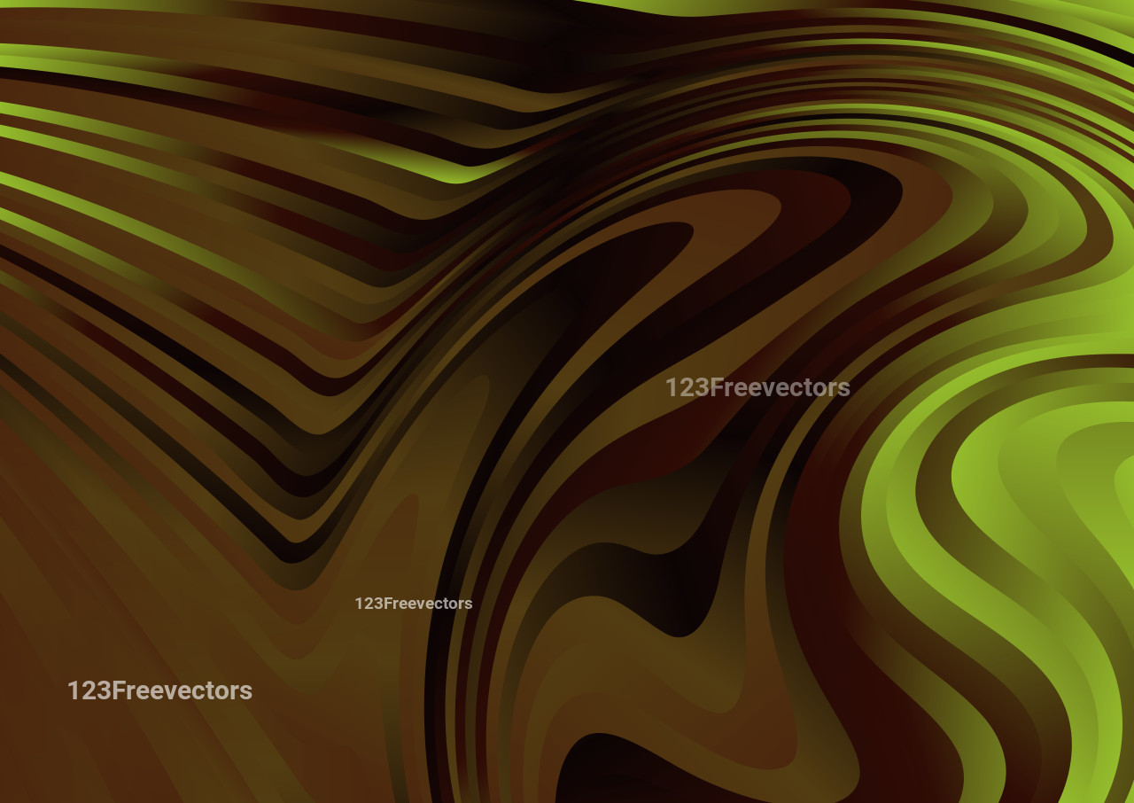 Abstract Brown and Green Curved Ripple Lines Background