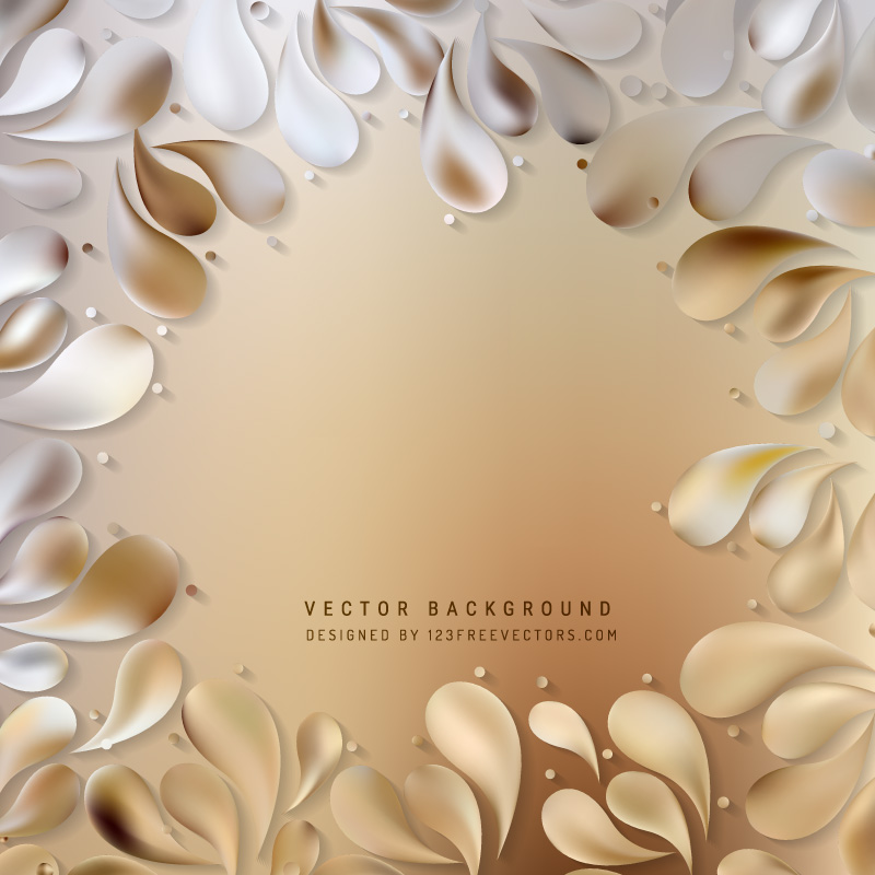 Abstract Light Brown Floral Ornamental Drops Background