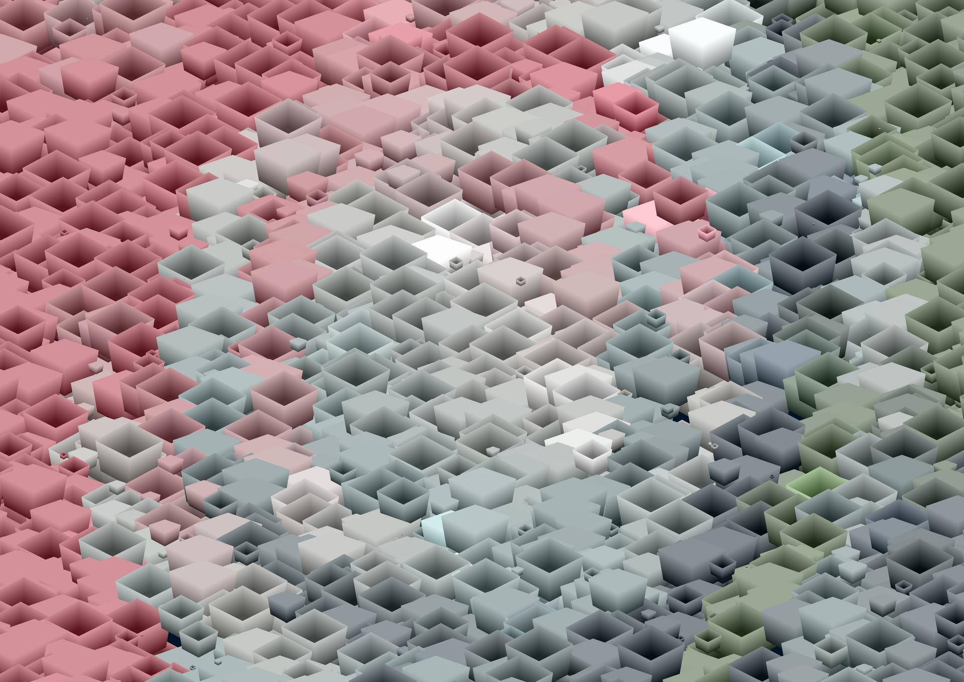 Abstract Red Green and Grey Square Cube Background Image