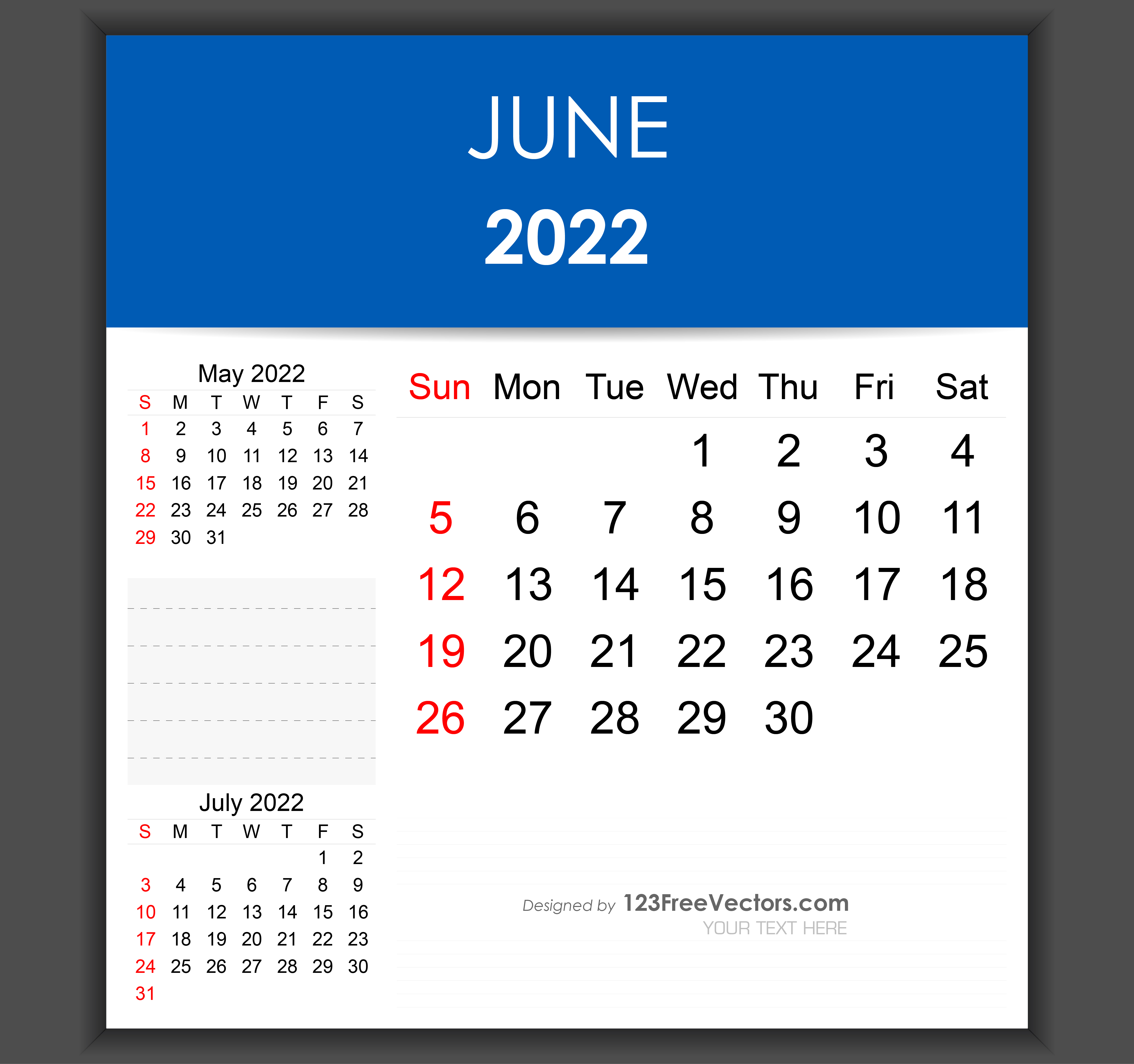 10 June 2022 Calendar | Free Vectors, Photos, Artwork Images ...
