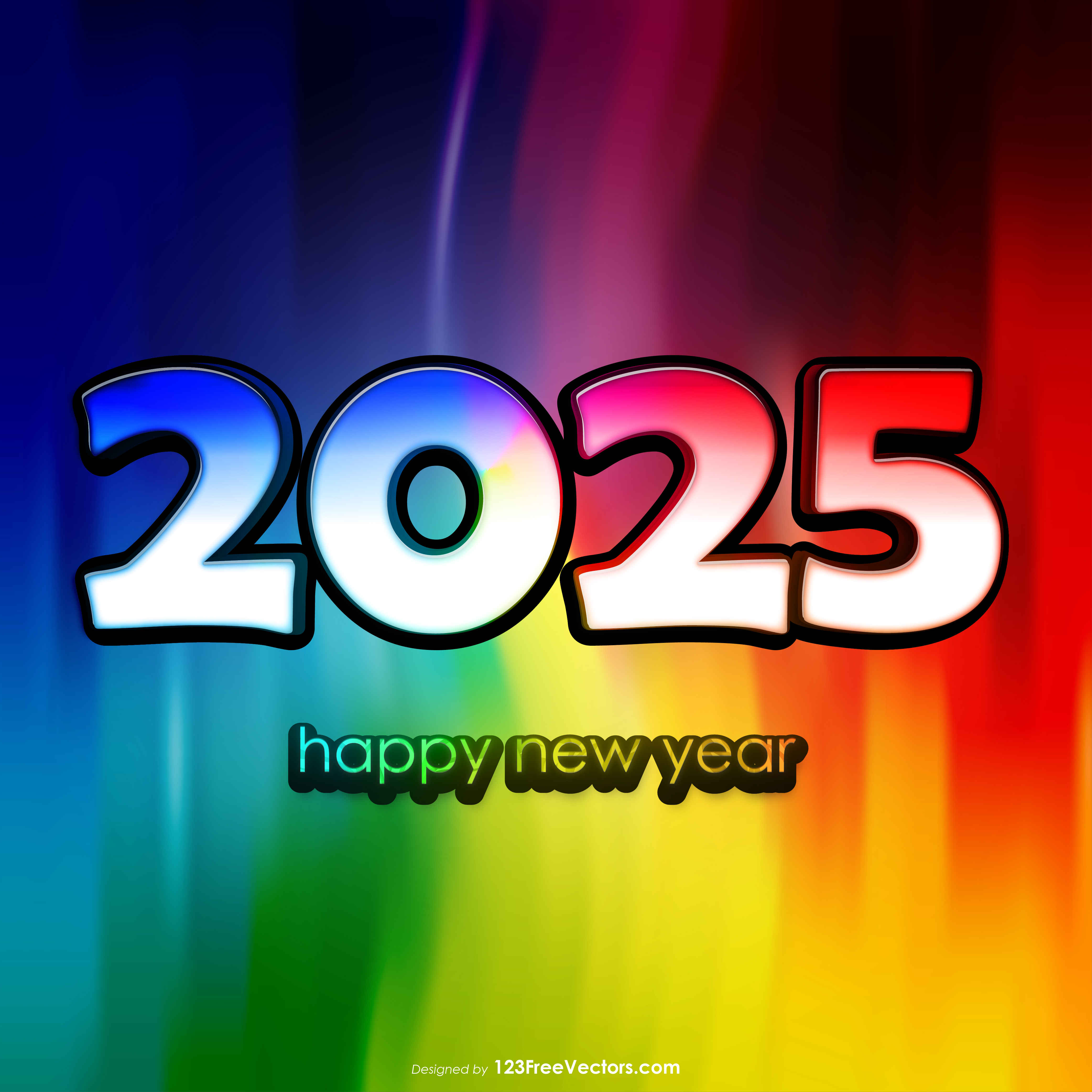 Free Happy New Year 2025 Colorful Background
