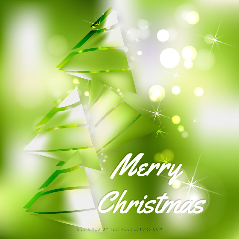 Green Christmas Bokeh Lights Background Template