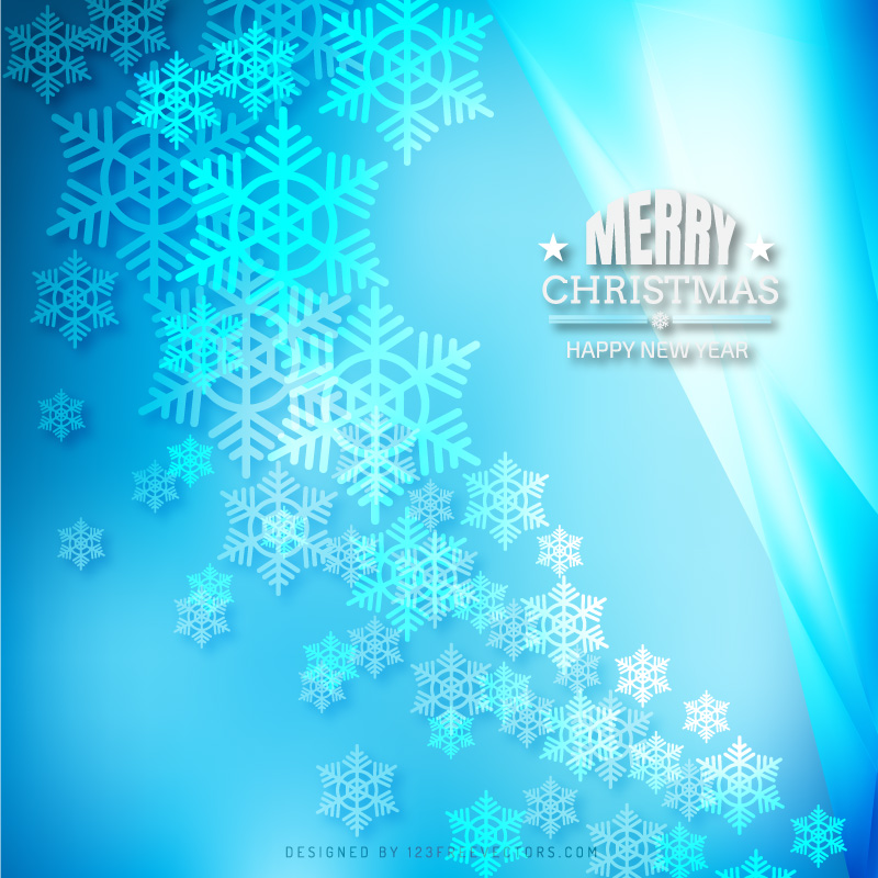 Merry Christmas Snowflakes Blue Background Graphics