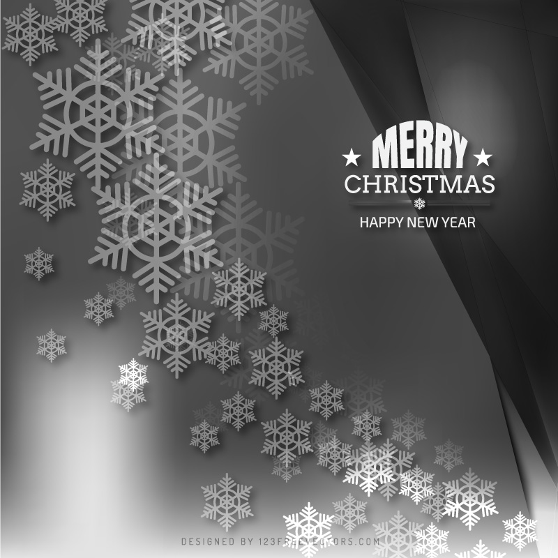 Dark Gray Christmas Winter Background with Snow and Trees
