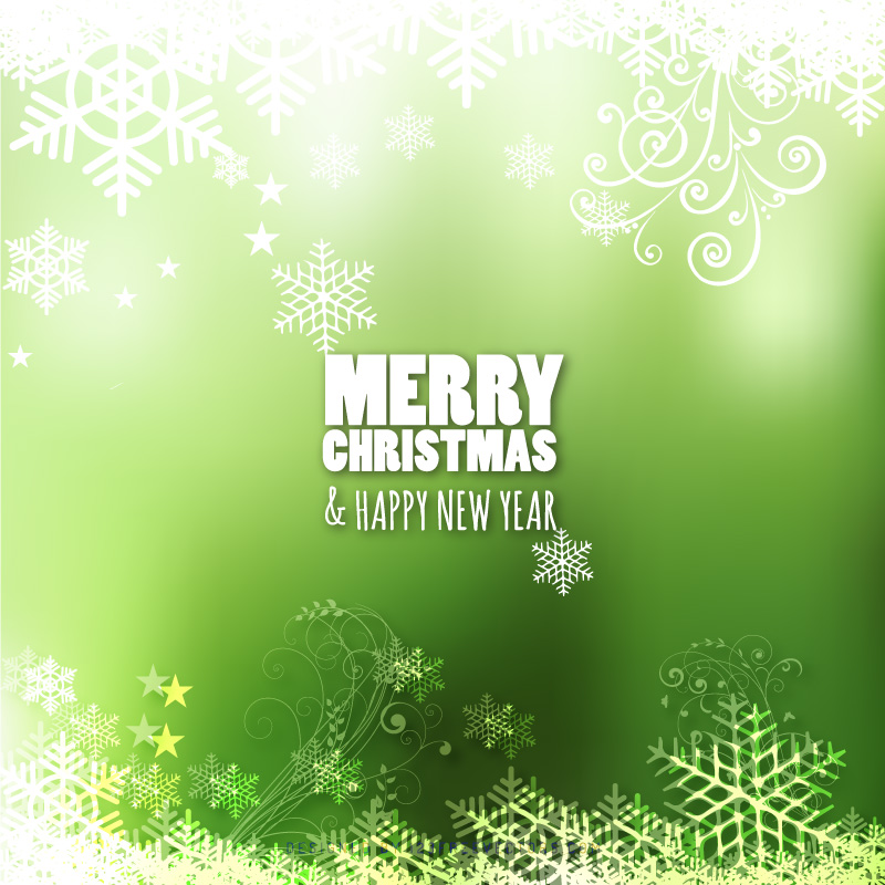 Green Christmas Bokeh Lights Background Template