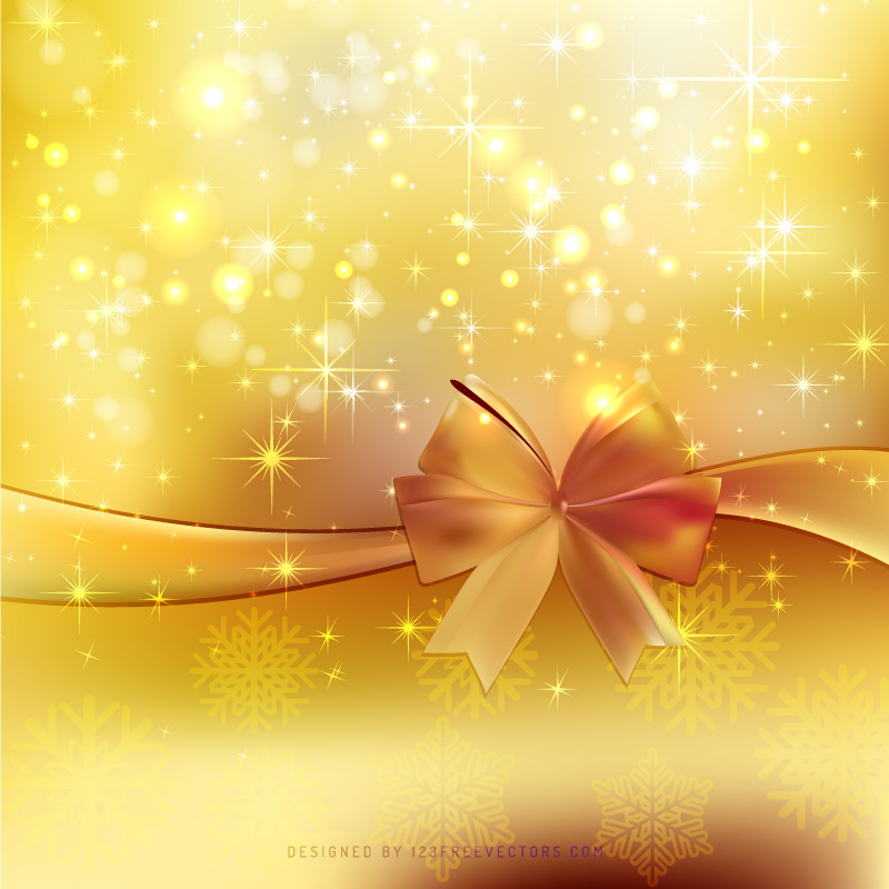 Yellow Christmas Bow Background Image