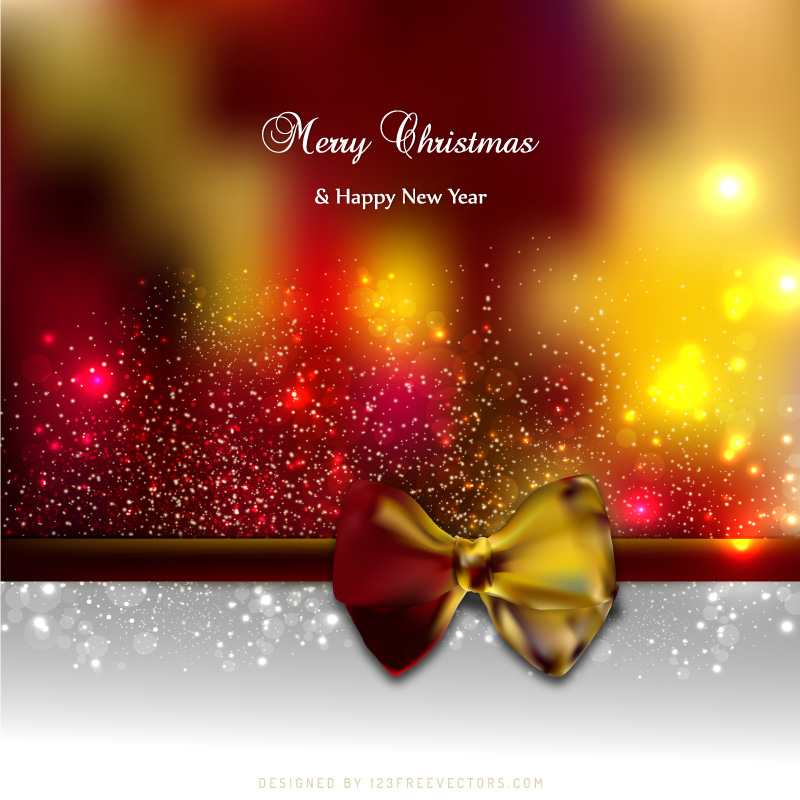 Red Yellow Christmas Card Background Template with Bow