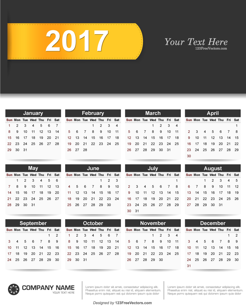 2017 Calendar Printable Free