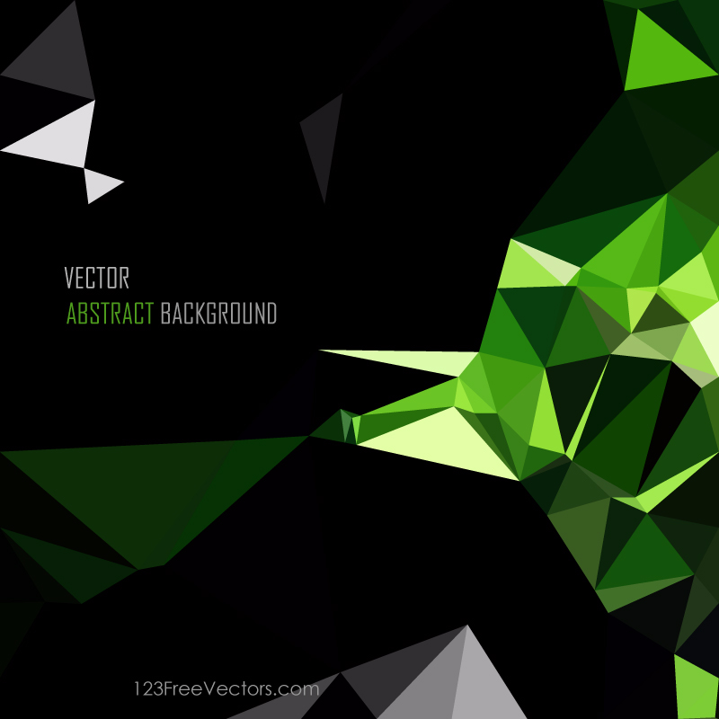 Polygonal Triangular Black Green Wallpaper Background