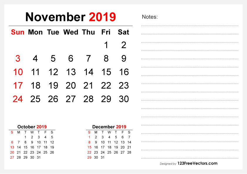 10 November 2019 Calendar | Free Vectors, Photos, Artwork Images ...
