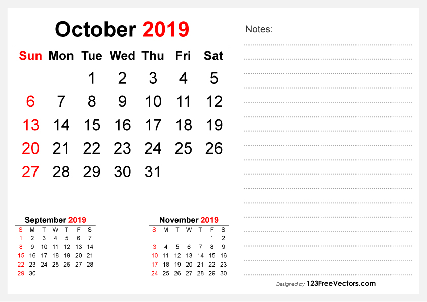 10 October 2019 Calendar | Free Vectors, Photos, Artwork Images ...