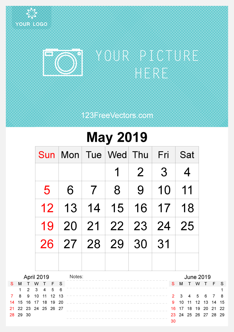 2019 May Wall Calendar Template Free