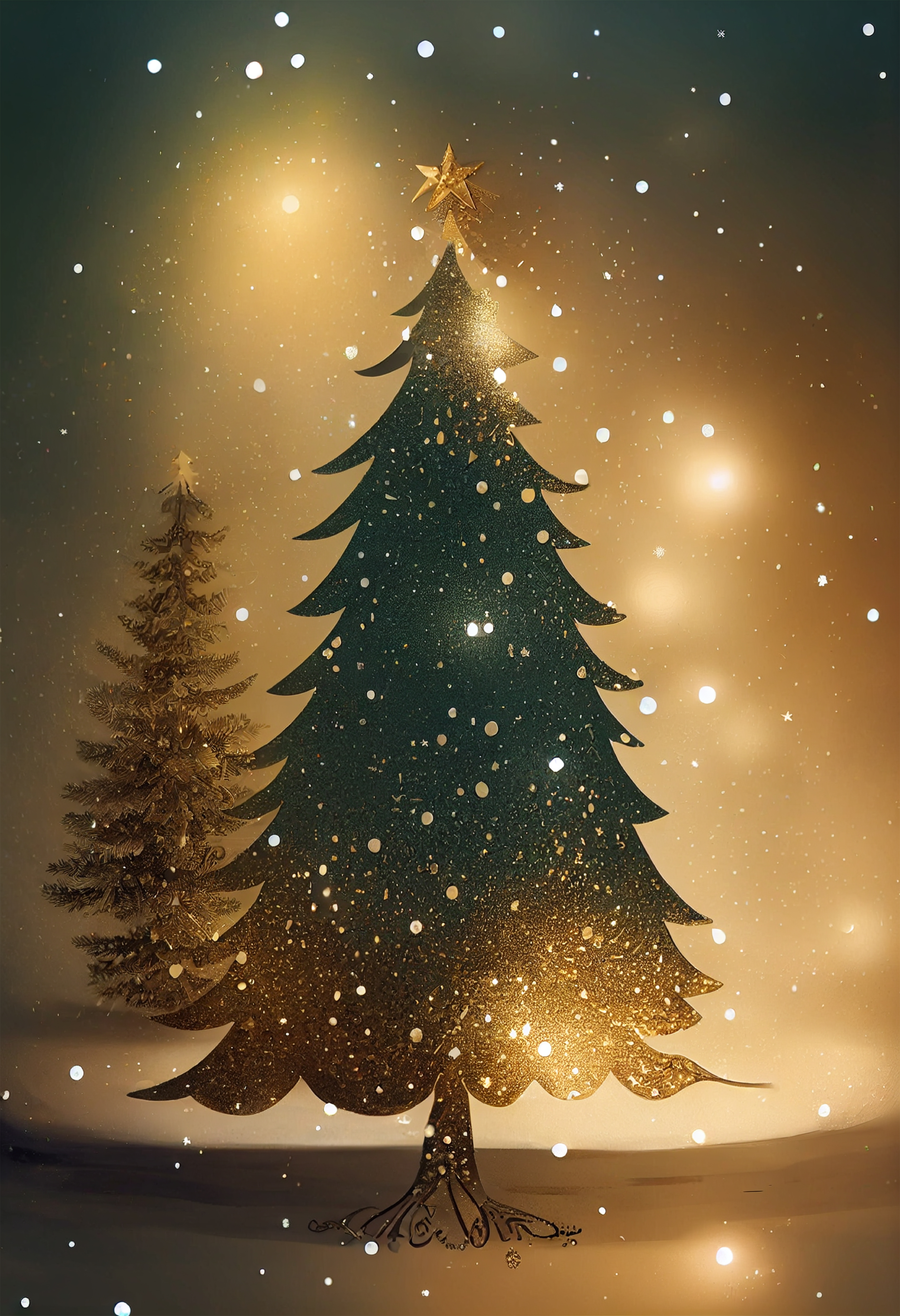 Free Download Christmas Background with Christmas Tree and Deer