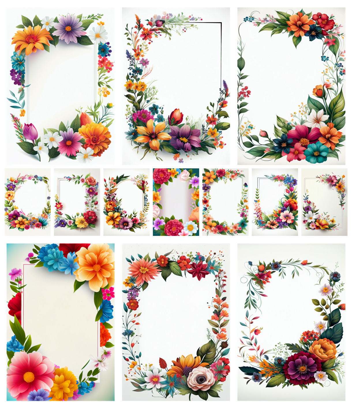 Frame Your Imagination: 13 Colorful Flower Frame Designs – Free Design ...