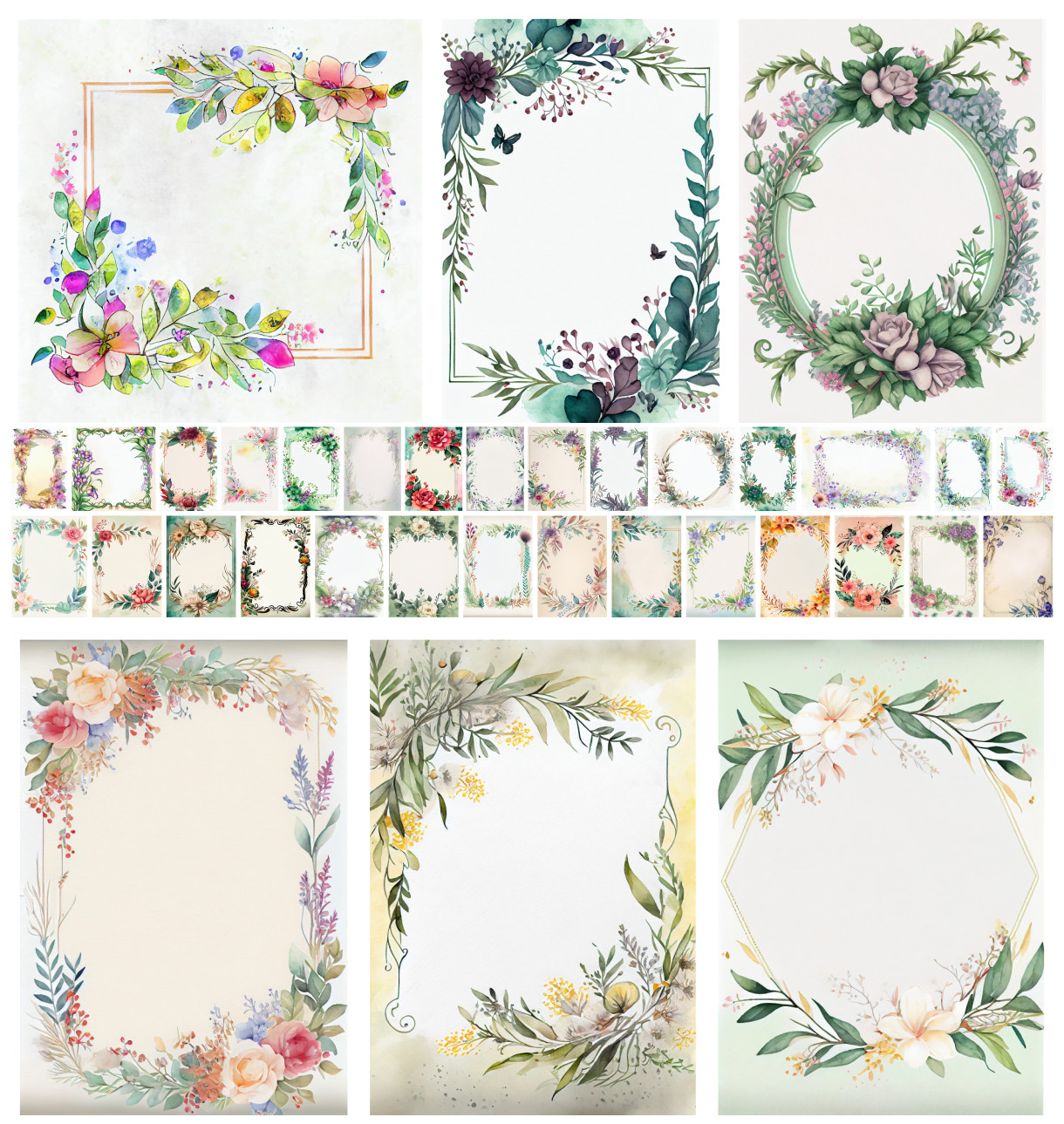 Free Download Watercolor Flower Frame Image
