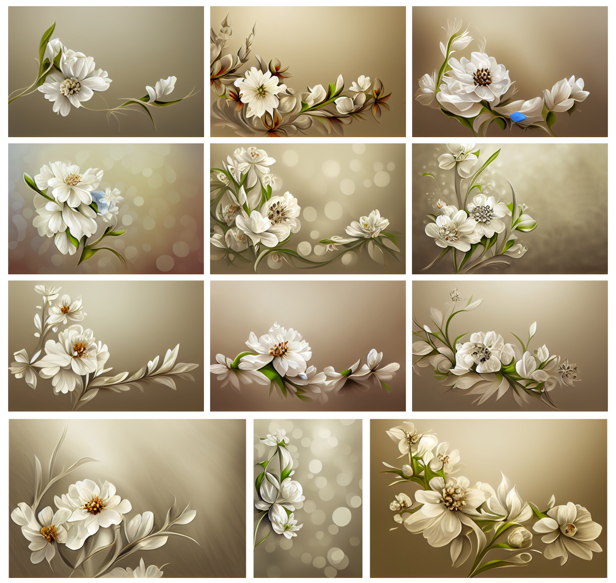 Free White Flower on Beige Card Background