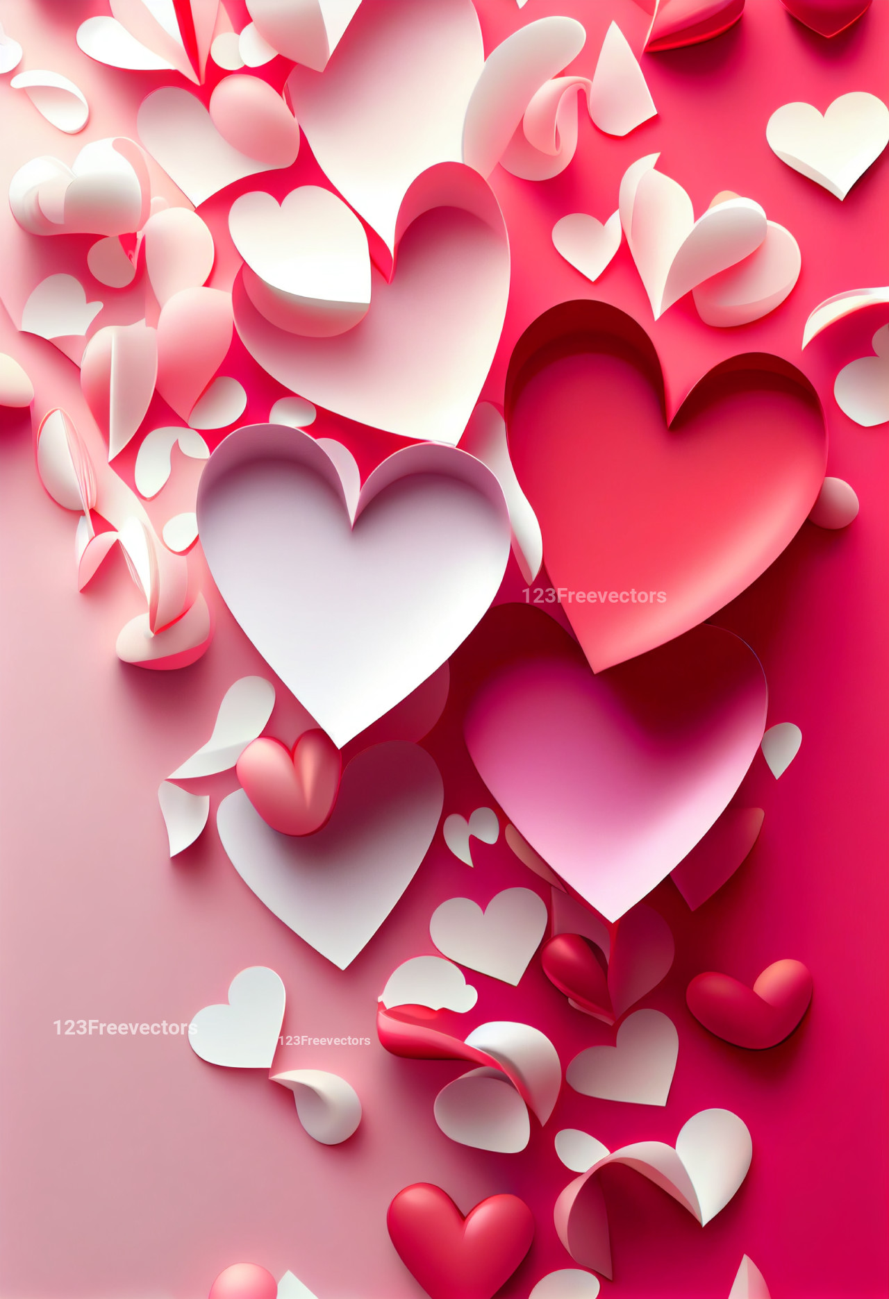Pink Red and White Heart Stencil Background