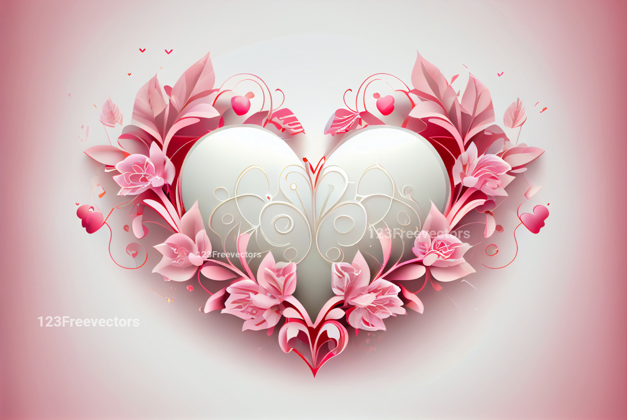 Valentines Day Floral Heart Background