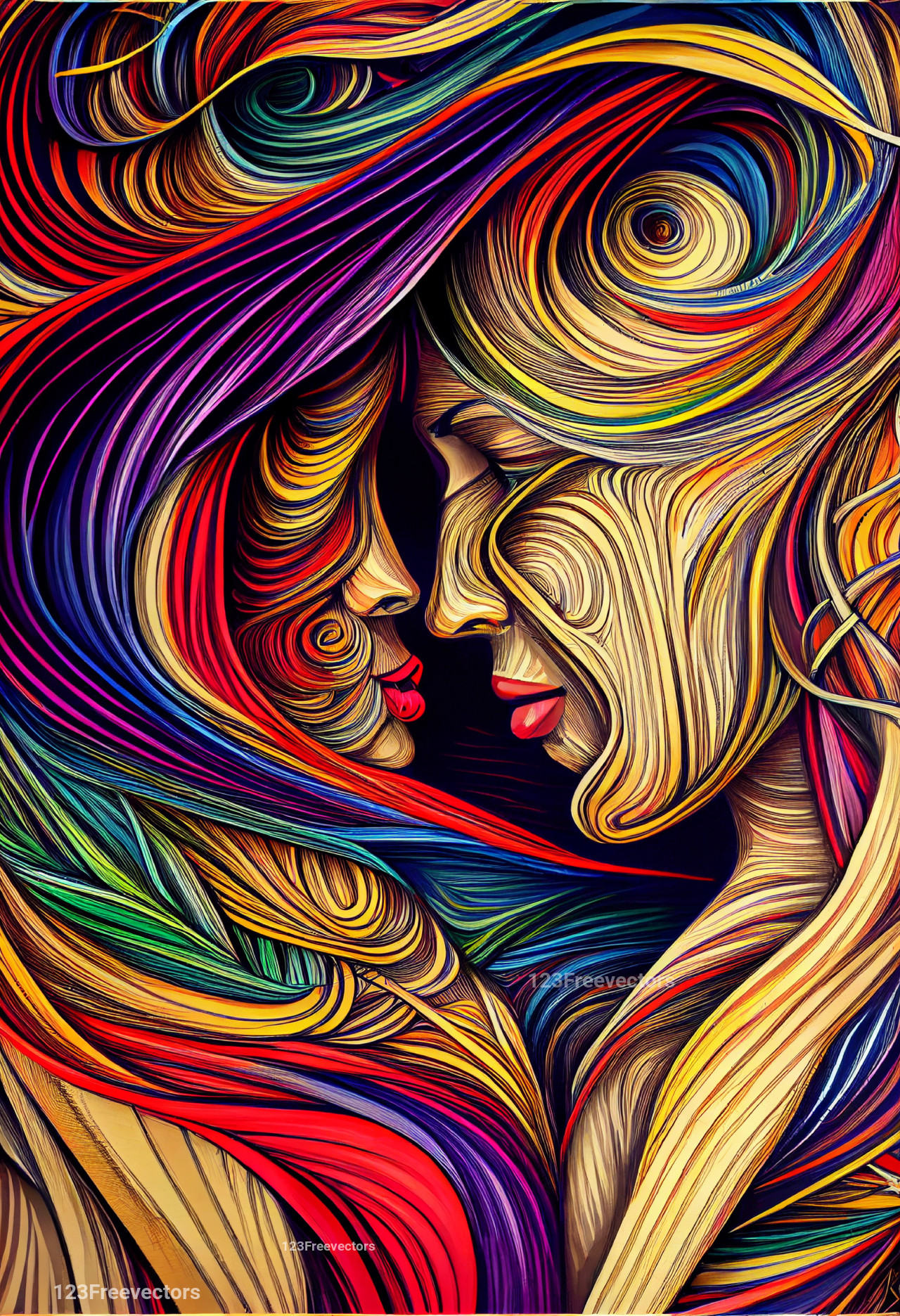 Loving Couple Abstract Painting