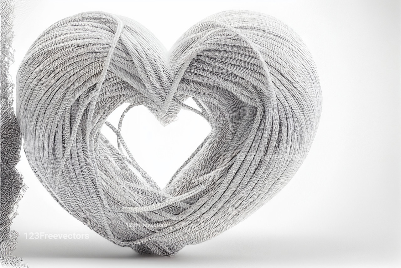 Silk Thread Heart Shape White Background