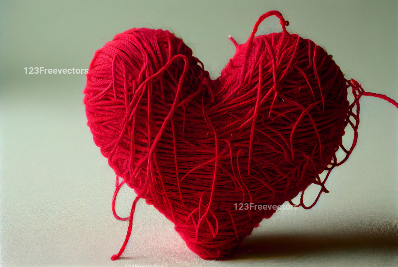 Silk Thread Heart Shape Valentine Background