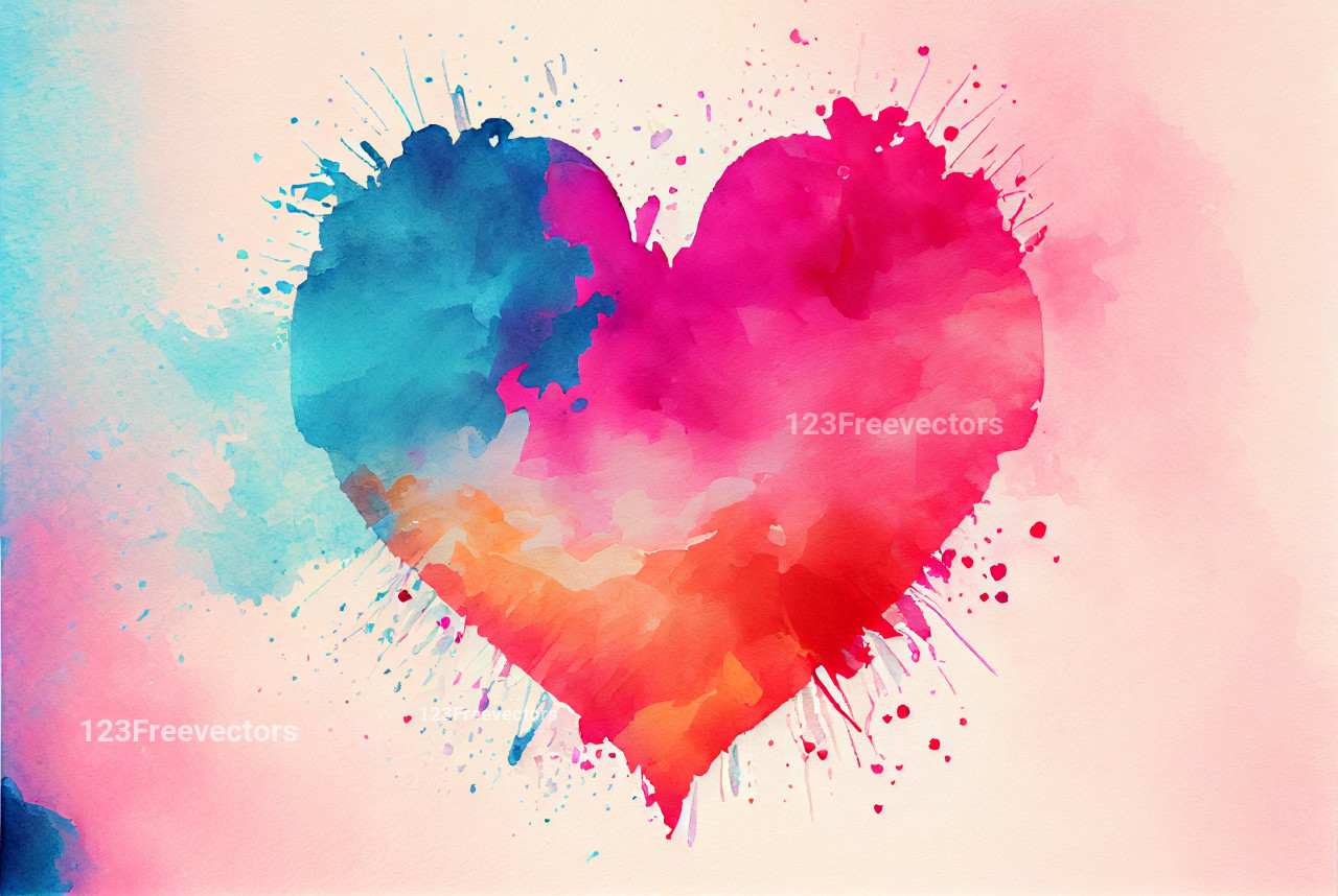 Free Download Valentines Day Heart Watercolor Background