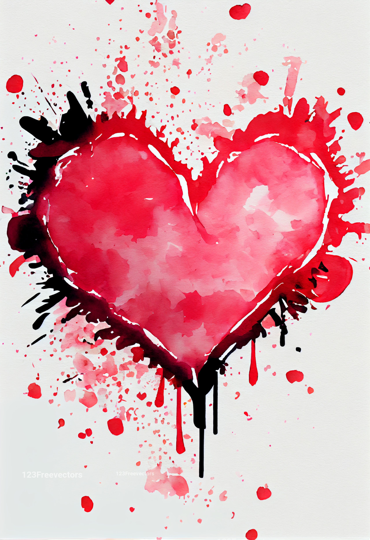 Valentine Heart Watercolor Background
