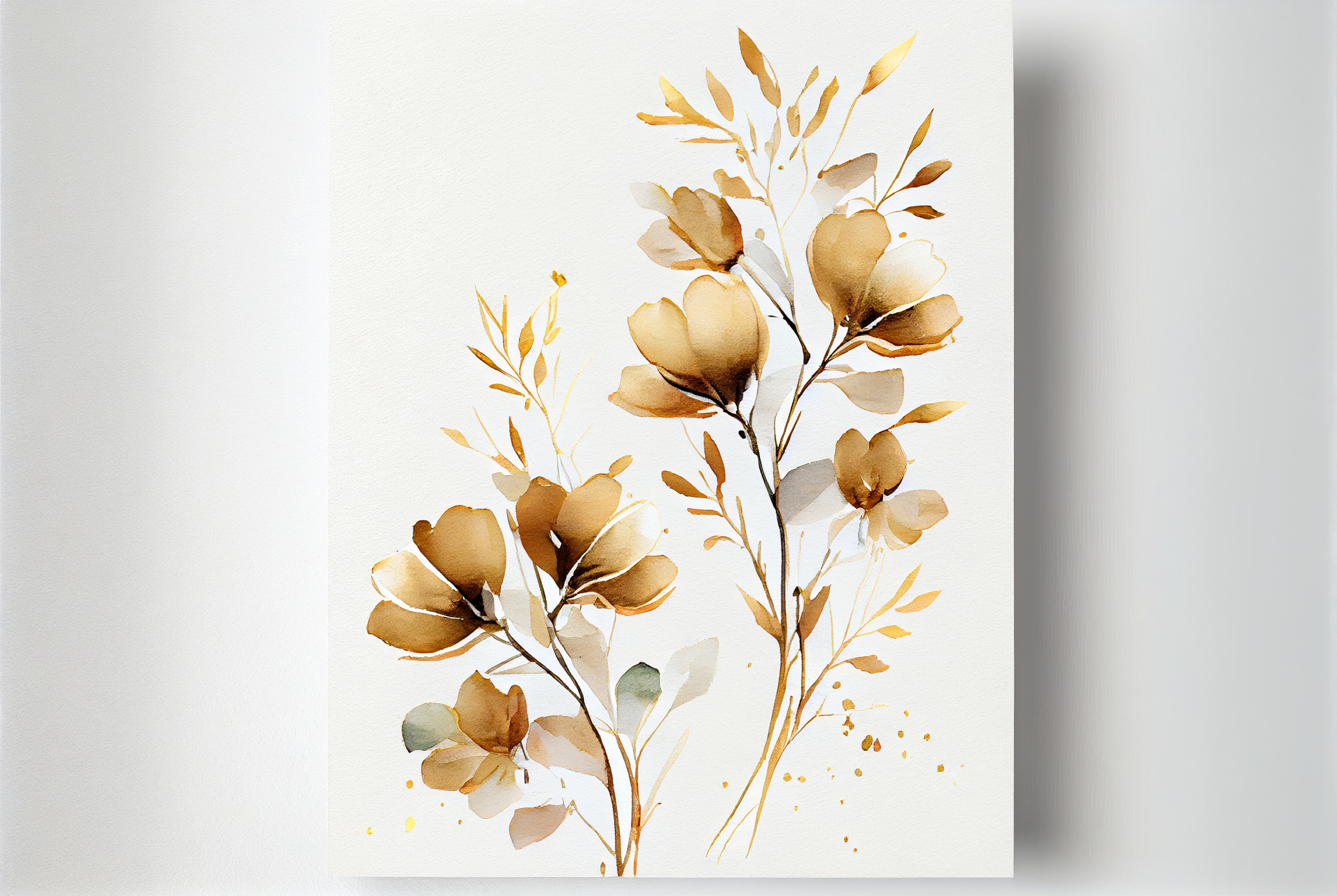 Free Download Watercolor Gold Flower Background