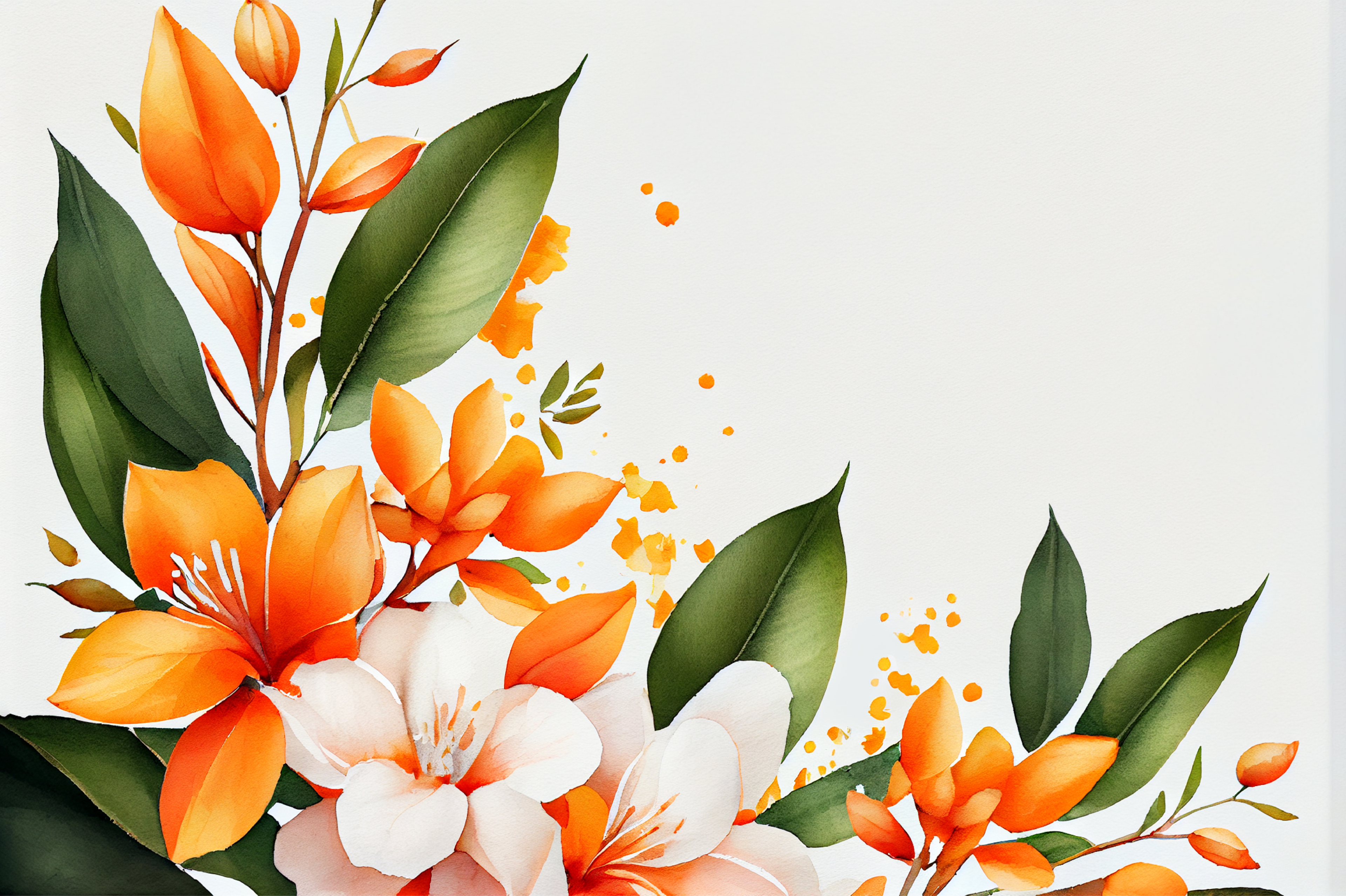 Free Download Watercolor Orange Flower on White Background