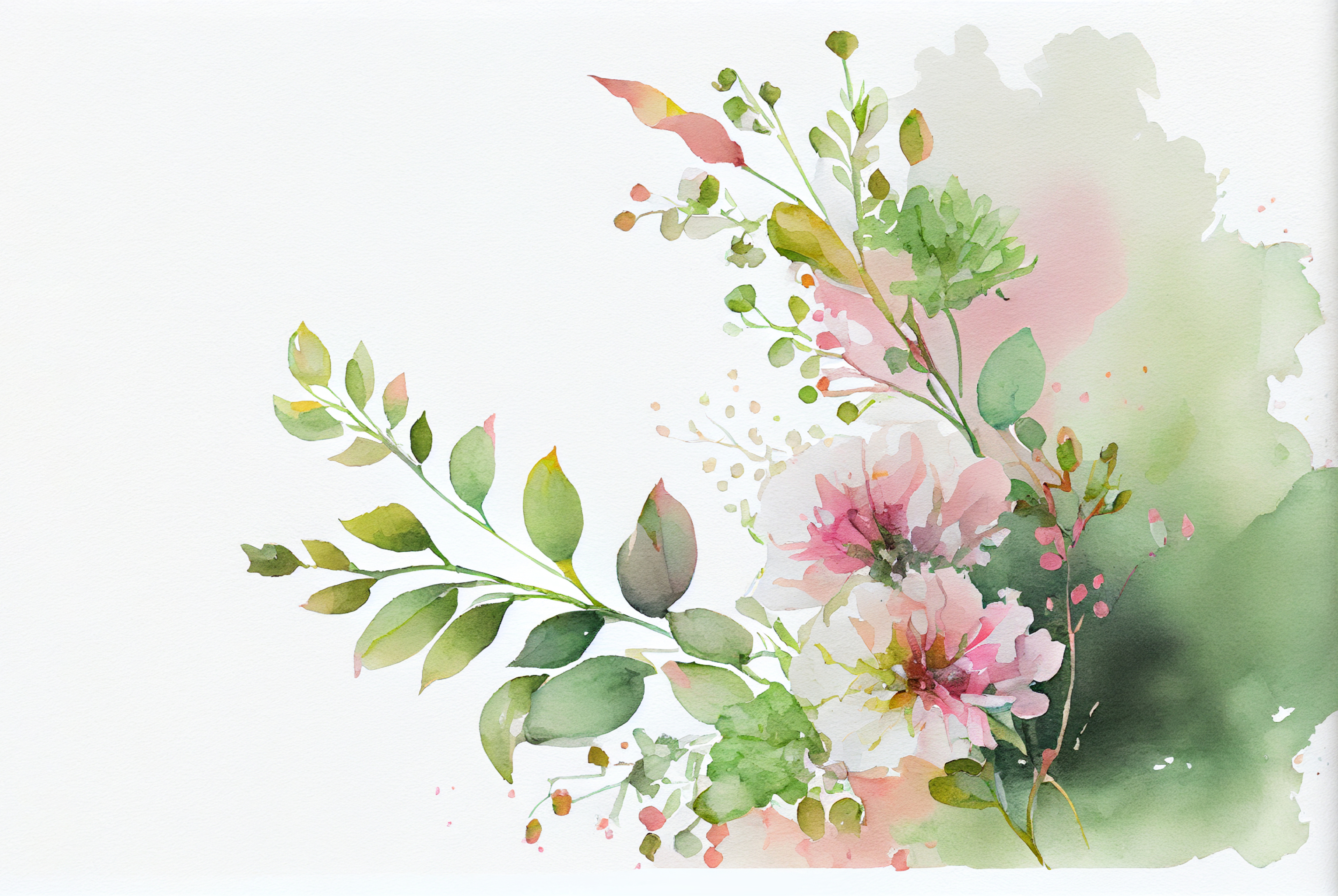 Free Download Watercolor Pale Pink Flower Background
